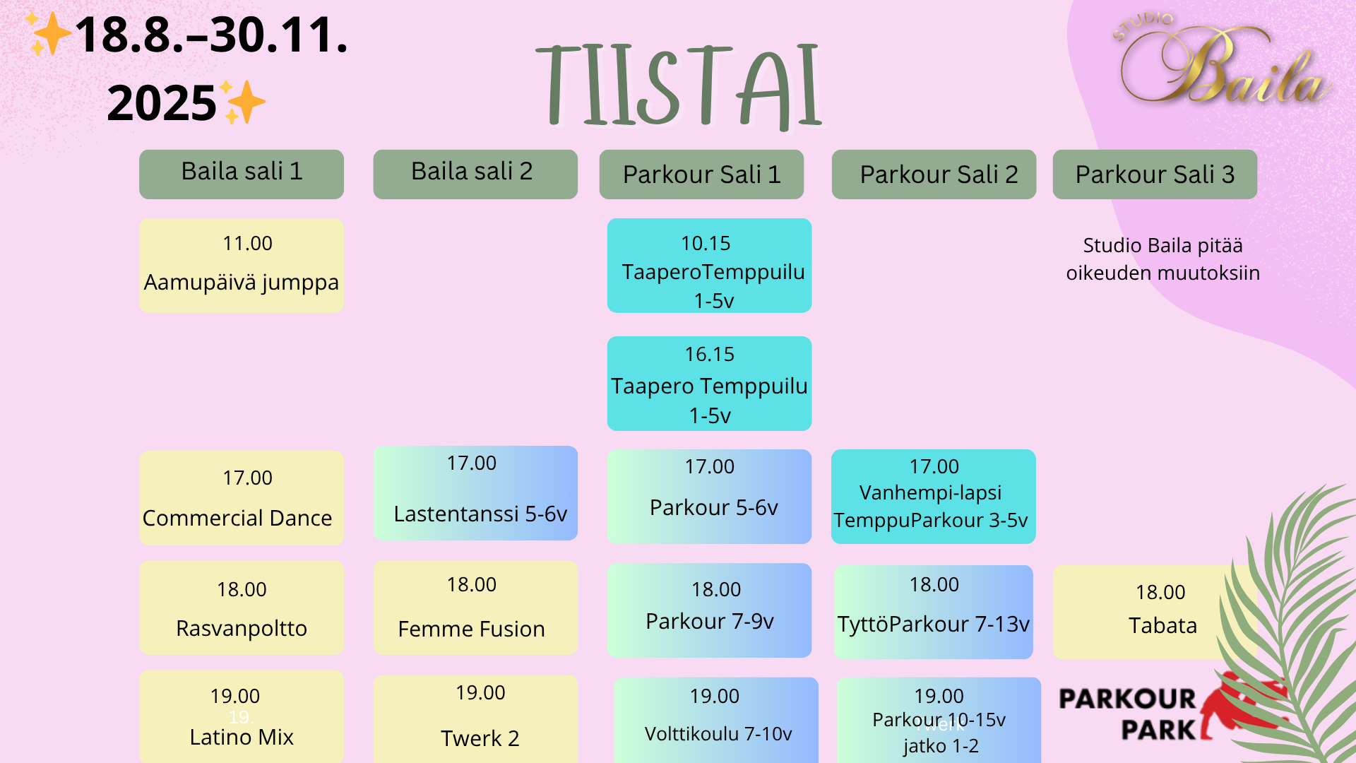 Lukujärjestykset :: Studio Baila